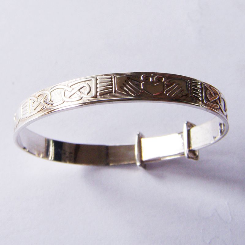 Sterling Silver Celtic Design Christening Baby Bangle