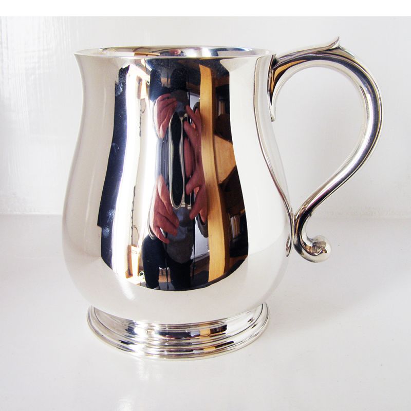 Solid Hallmarked Sterling Silver One Pint Georgian Tankard